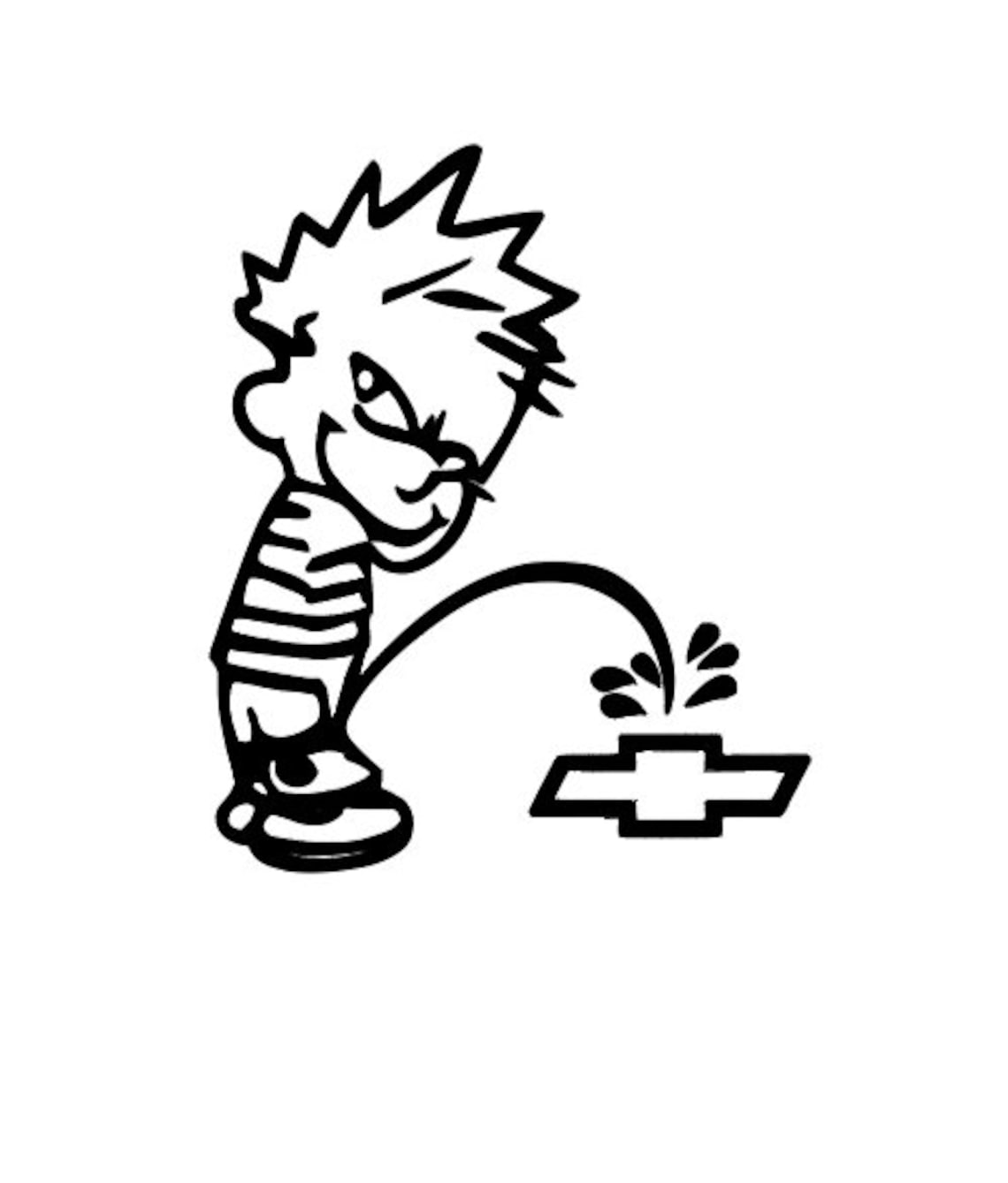 Calvin Peeing on Automotive Brands Funny Vinyl Decal / | Etsy
