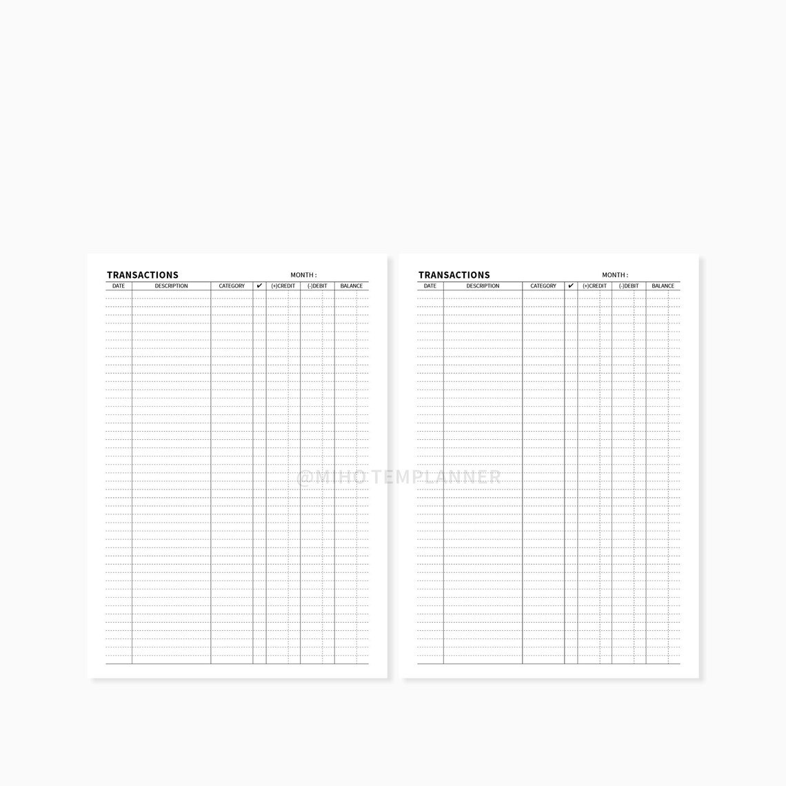 Transactions Log Tracker A4 Printable Planner inserts PDF | Etsy