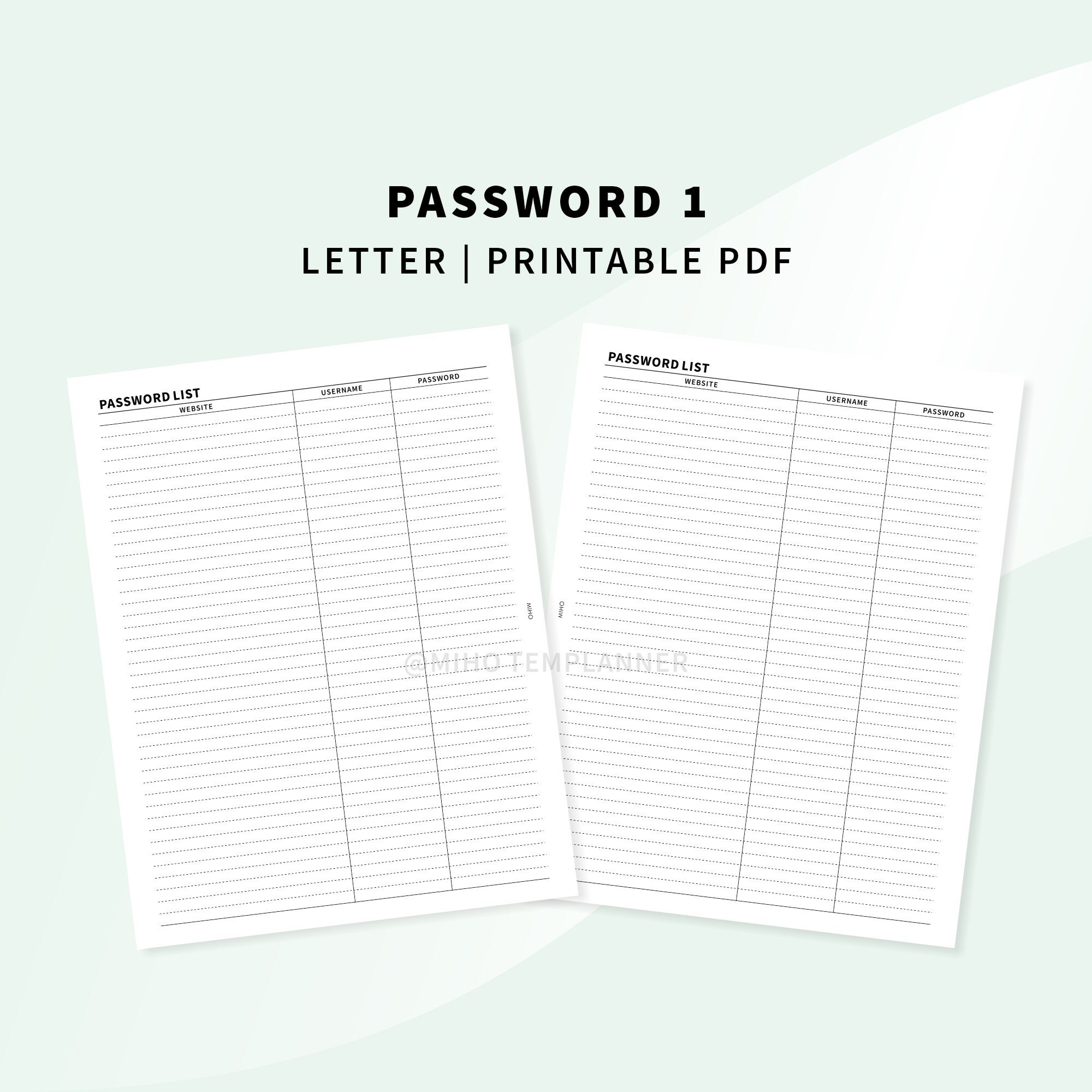 Paper Calendars & Planners Password Organizer Tracker PDF Password ...