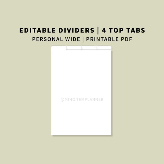 PDF · PNG Bookmark Index Labels Printable Planner Divider 5 Top Tabs ...