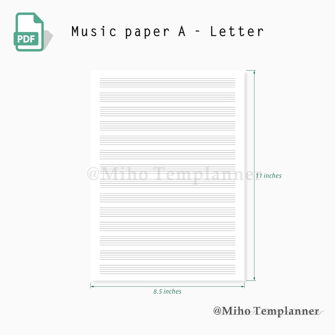 Music Score Notes Printable Planner Letter size Inserts PDF | Etsy