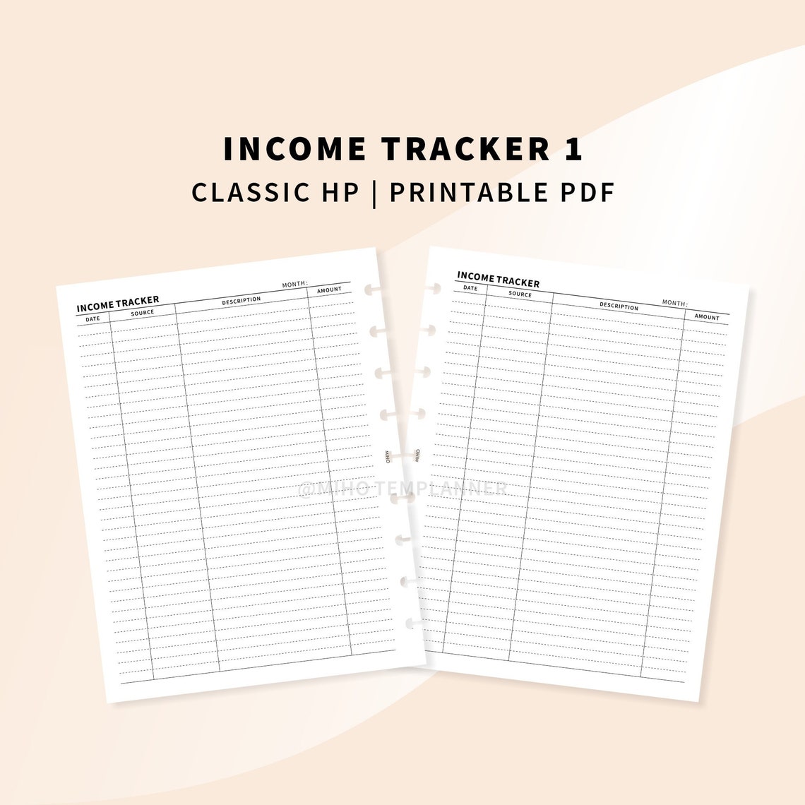 Monthly income tracker printable - slidever