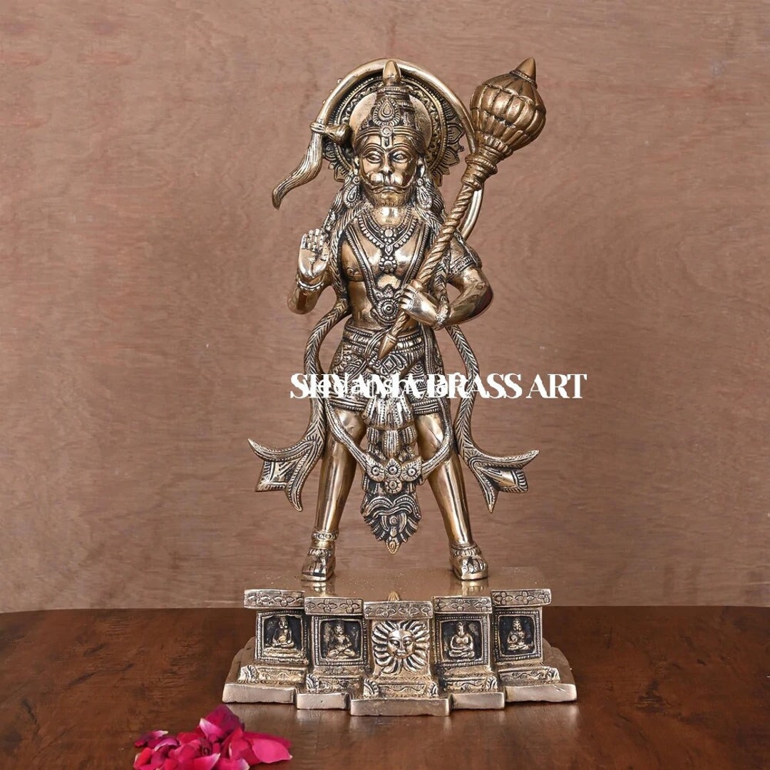 Brass Standing Hanuman Idol39cm Standing Sankat Mochan Statue - Etsy