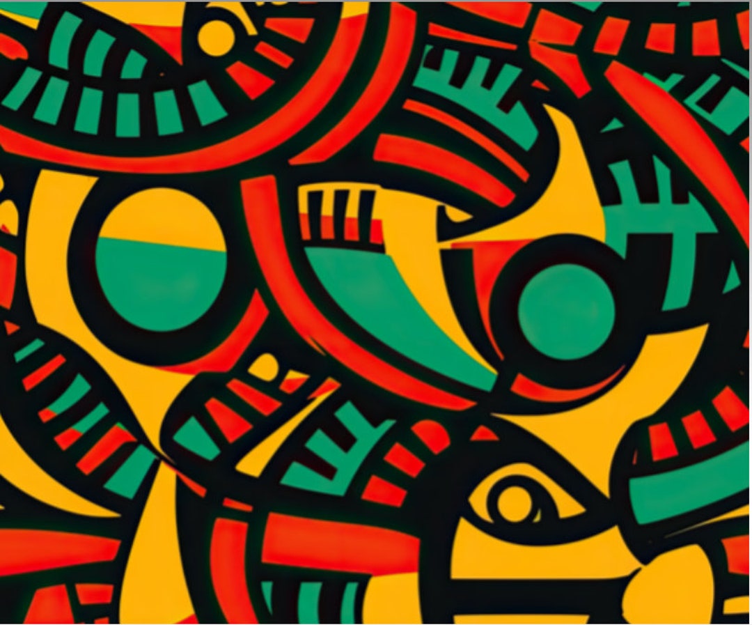 Red, Yellow and Green African Print Cotton Sateen, Extra Wide 94 Inches ...