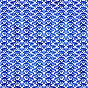 Japanese Fan Pattern Organic Cotton Hemp and Quilting Cotton, Blue and ...