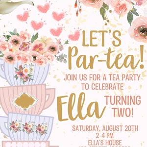 Tea Party Digital Invitation Template Let's Par-tea Digital Invite ...