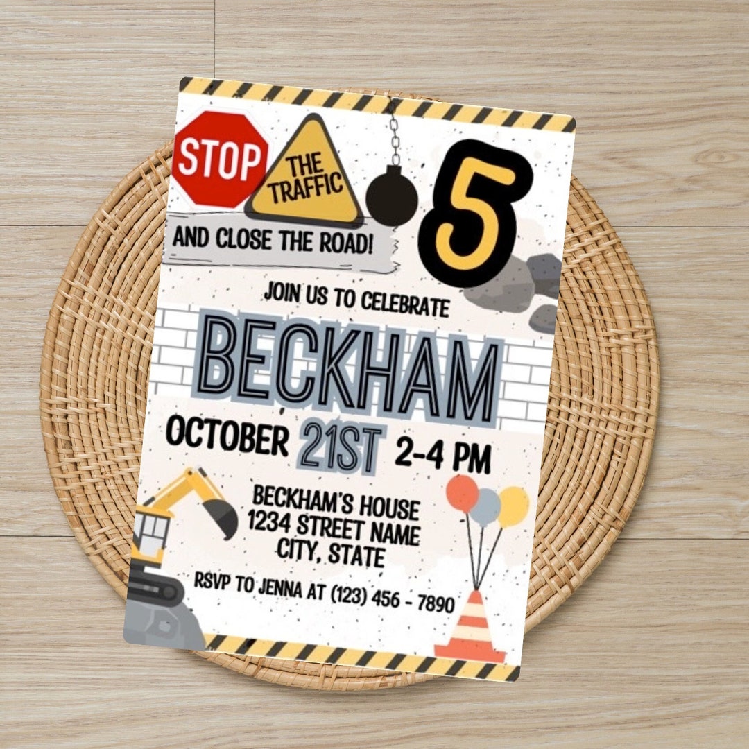 Printable Construction Invitation, Construction Birthday Invitation ...