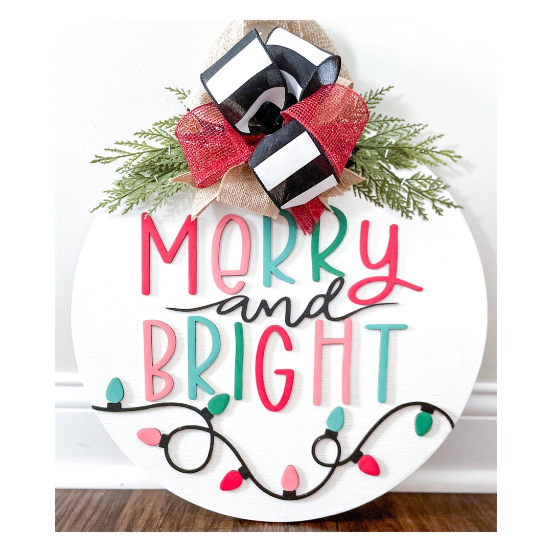 Merry and Bright Door Hanger Christmas Door Hanger Christmas Wreath ...