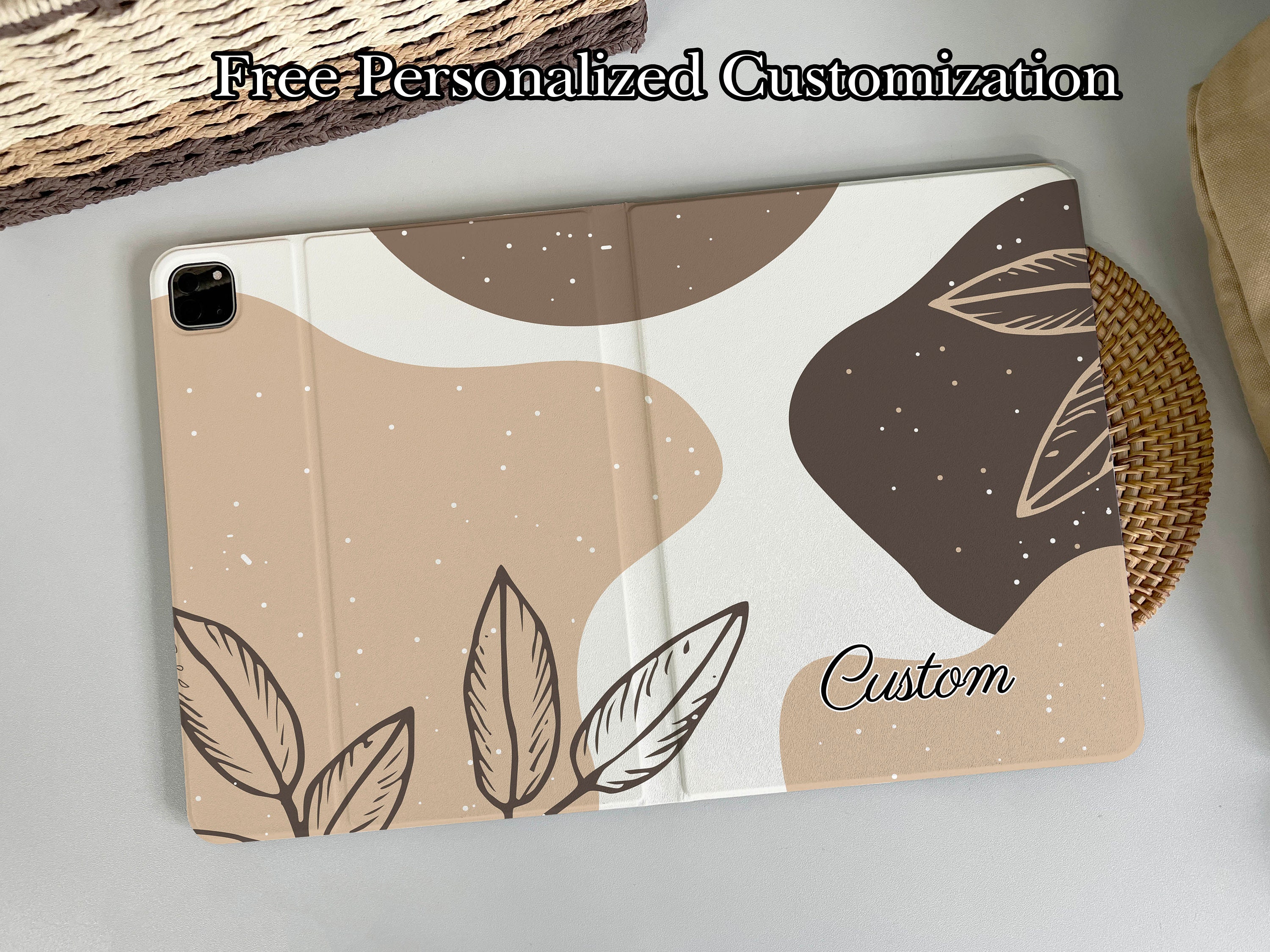 Brown Snowy Leaves Magnetic Smart Case Cover iPad 9 Case, iPad Mini 6 ...