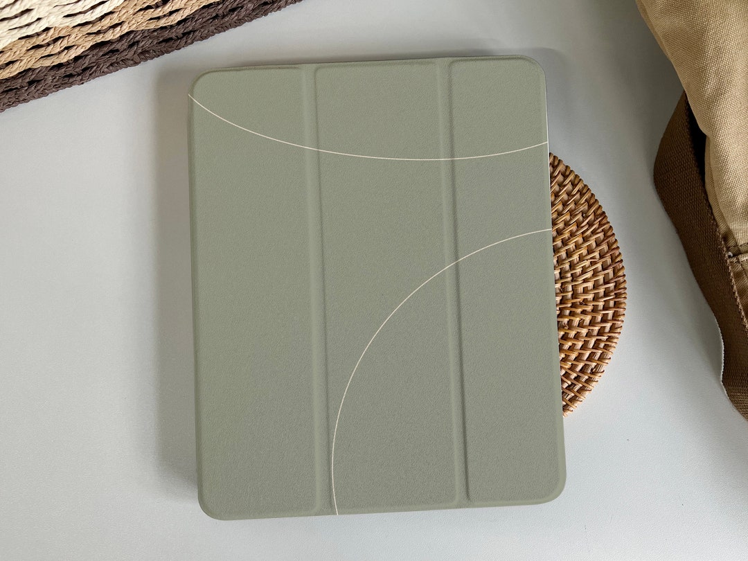 Aesthetic Green Beige Painting Magnetic Smart Case Cover iPad 9 Case ...