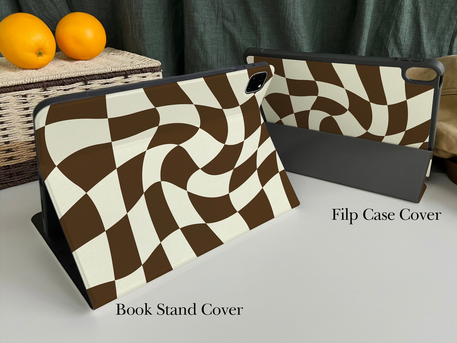Distorted Brown Checkerboard Magnetic Smart Case Cover iPad 9 Case,ipad ...
