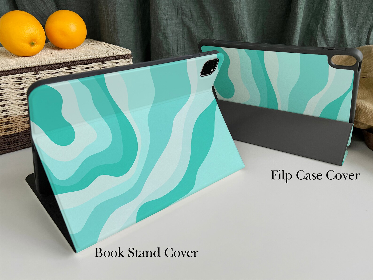 Light Sea Green Gradient Waves Magnetic Smart Case Cover iPad 9 Case ...