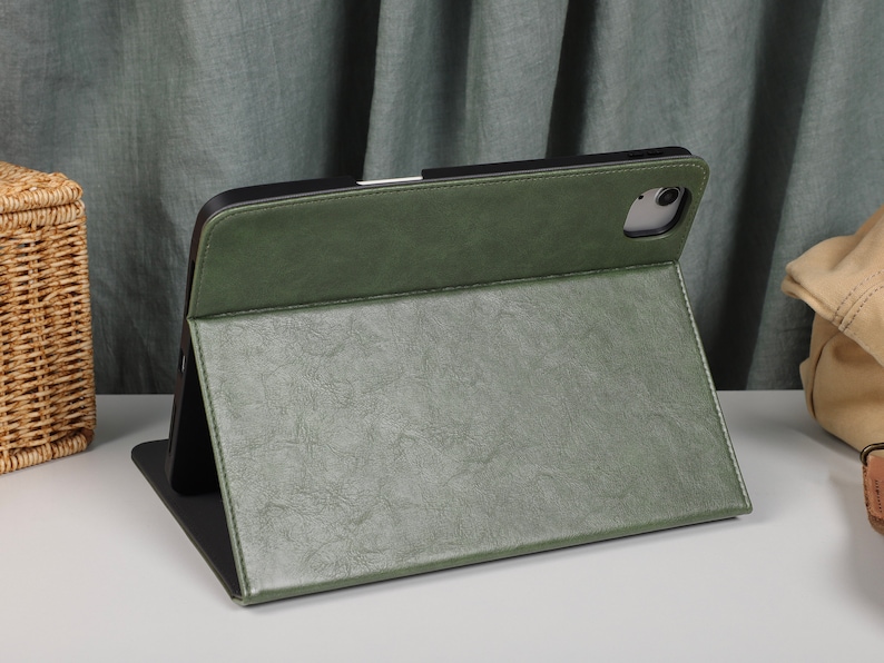 Dark Green Leather Magnetic Smart Case Cover iPad 9 Case, iPad Mini 6 ...