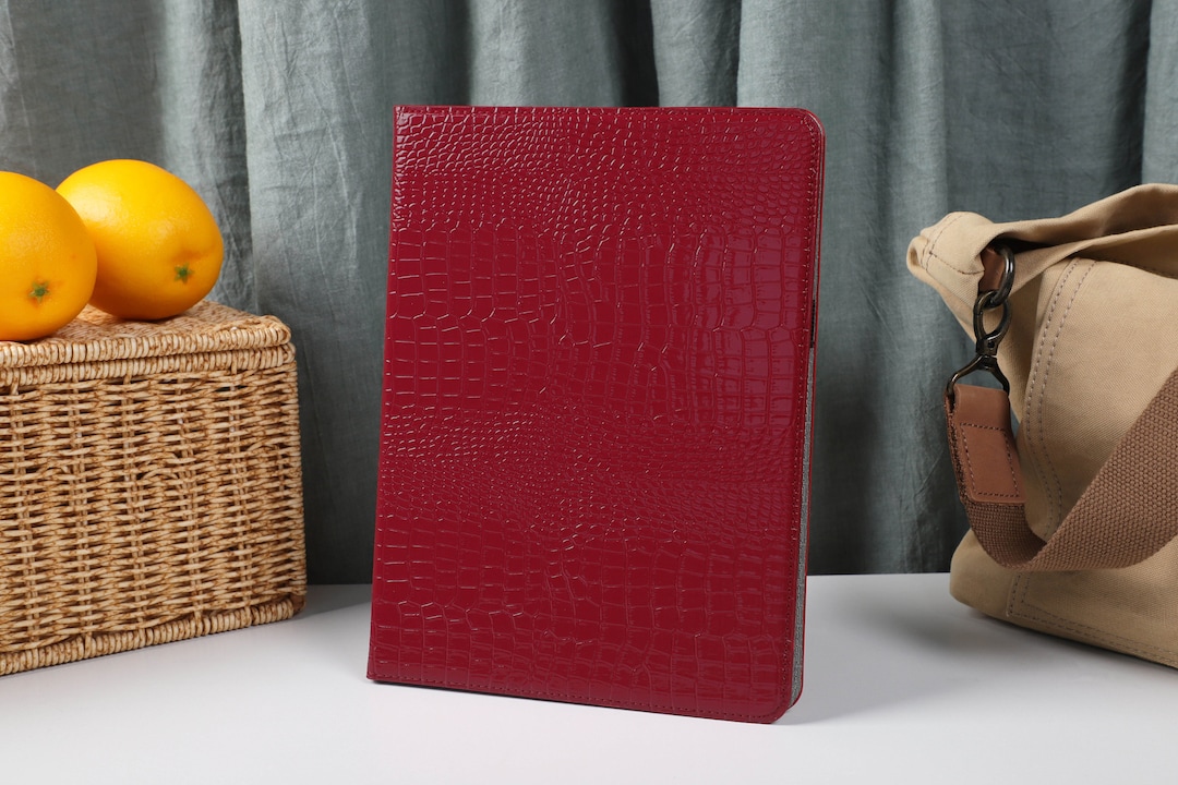 Red Crocodile Leather Magnetic Smart Case Cover iPad 9 Case, iPad Mini ...