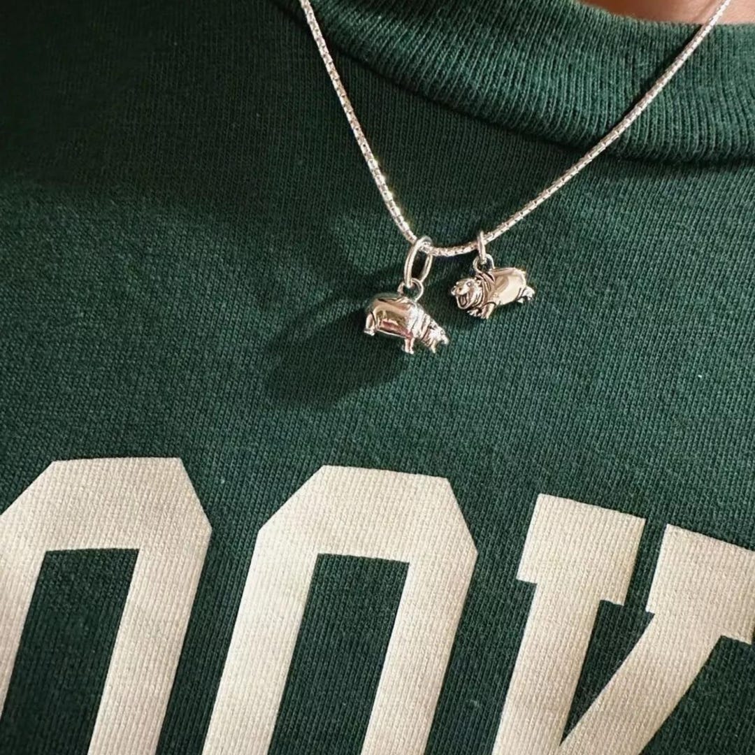 OHM Moo Deng Sterling Silver Charm Cute Pig Bracelet Pendant Authentic ...