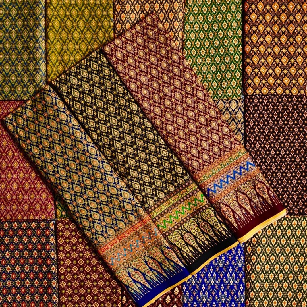 Thai Cotton Sarong Set: Traditional Patterns, Pre-stitched, Colorfast ...
