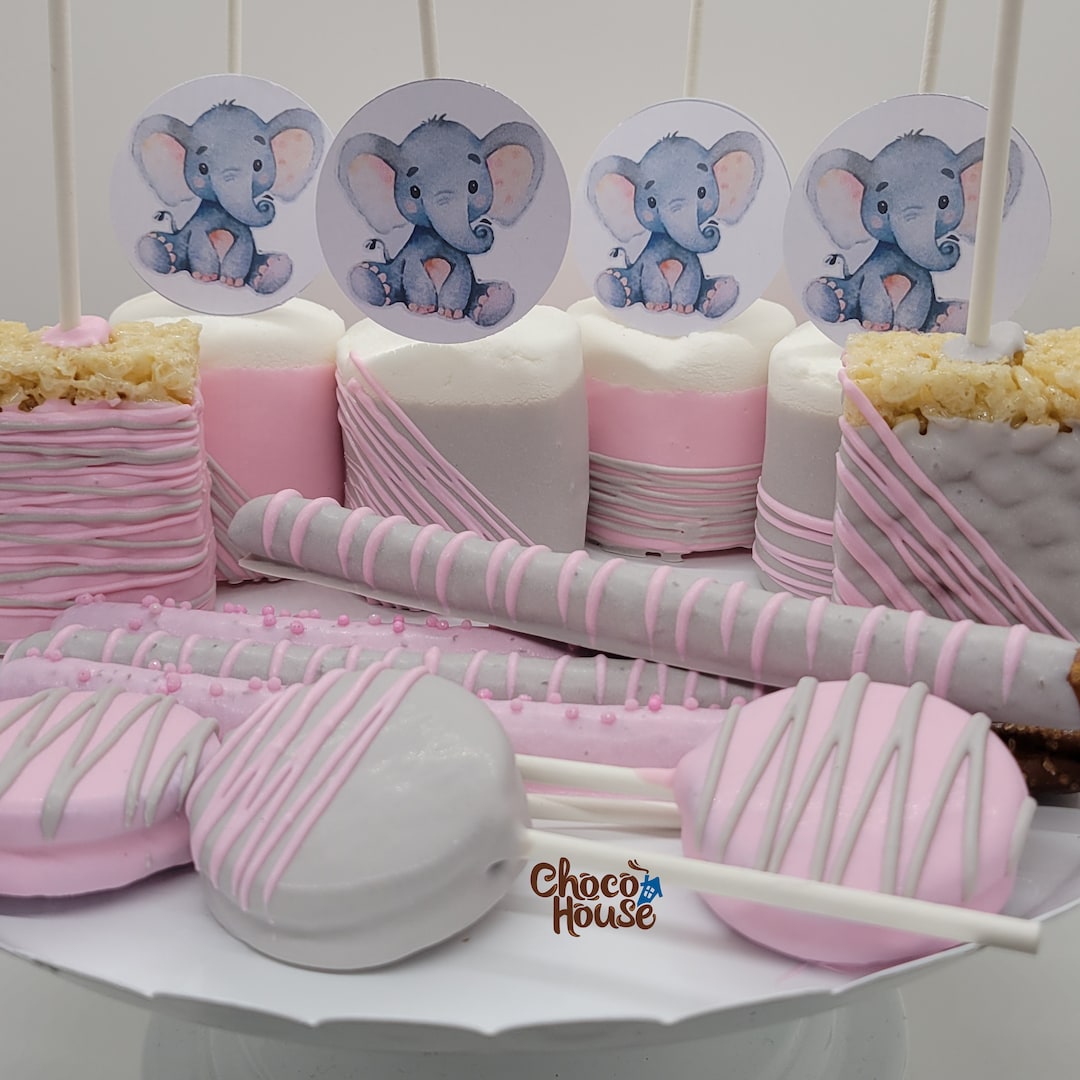 Baby Elephant Baby Shower Treats Candy Table Bundle. Pink and Gray Baby ...