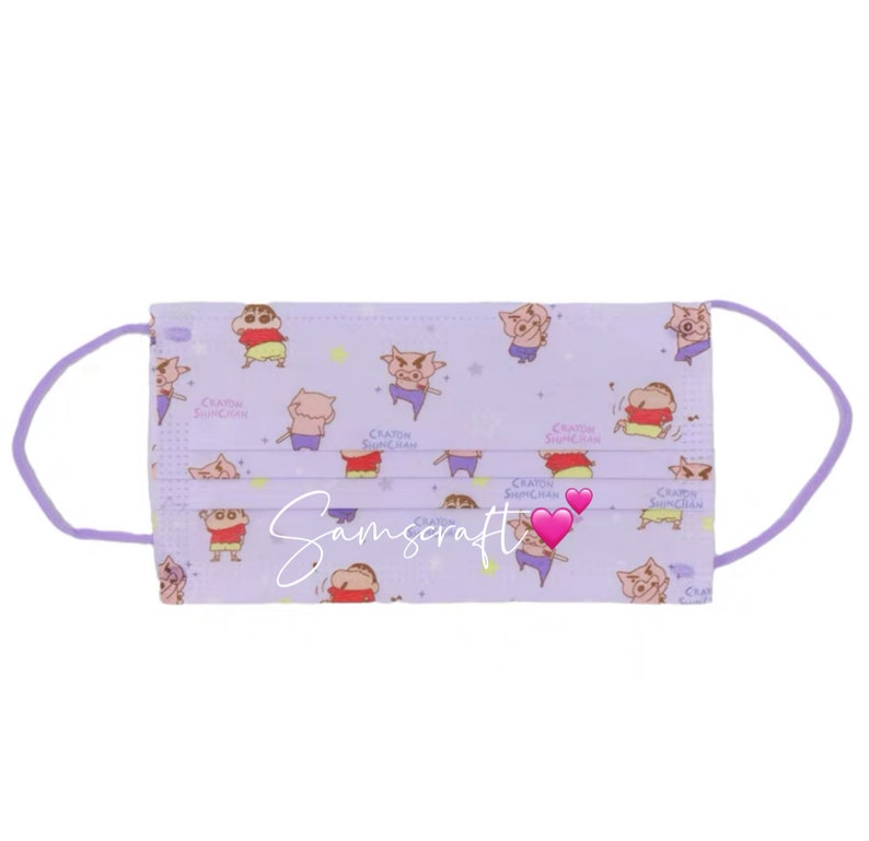 Crayon Shin Chan Disposable Face Masks - Adult Kawaii Cute Purple ...