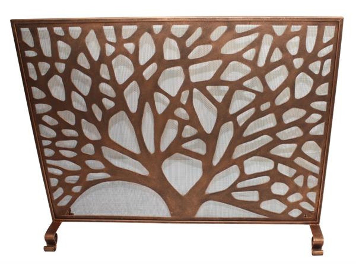 Fireplace Screen Rose Gold Abstract Tree Decor - Etsy