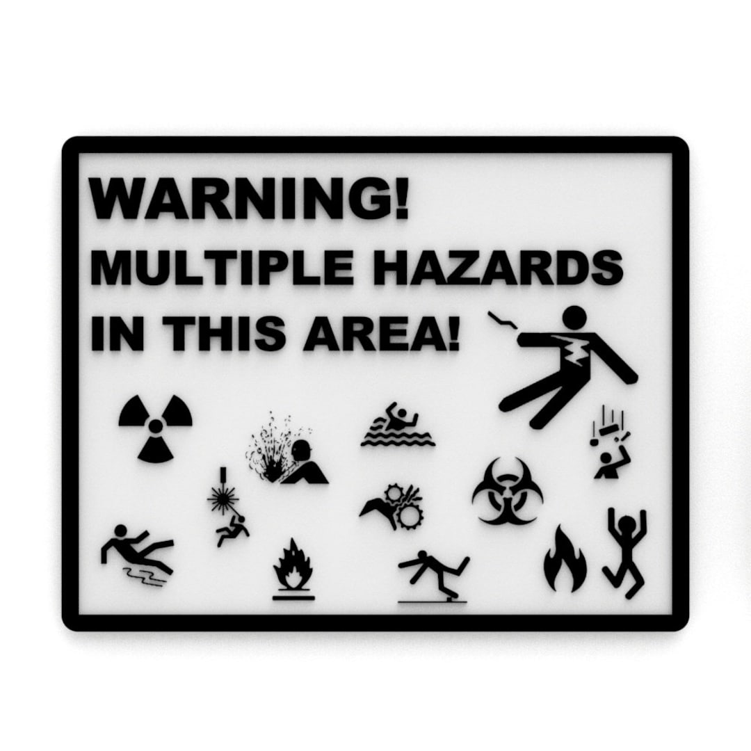 Sign Warning Multiple Hazards in This Area - Etsy