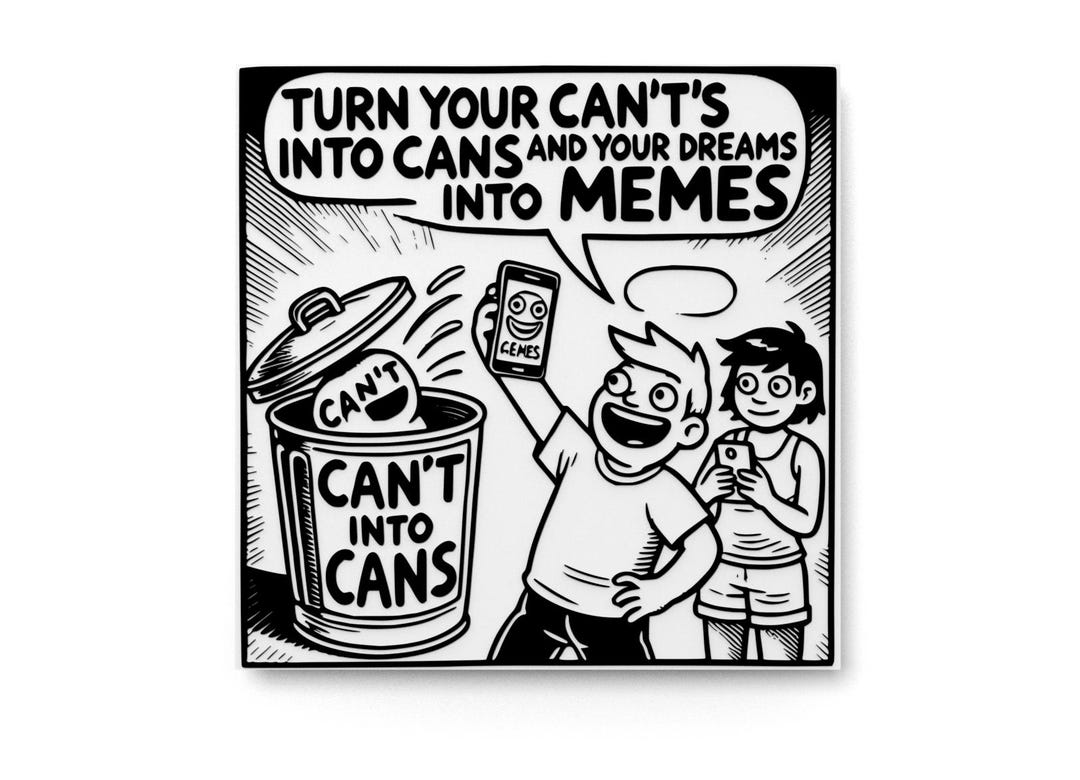 Turn Your Can't's Into Cans Into Memes and Your Dreams | Funny Sign for ...