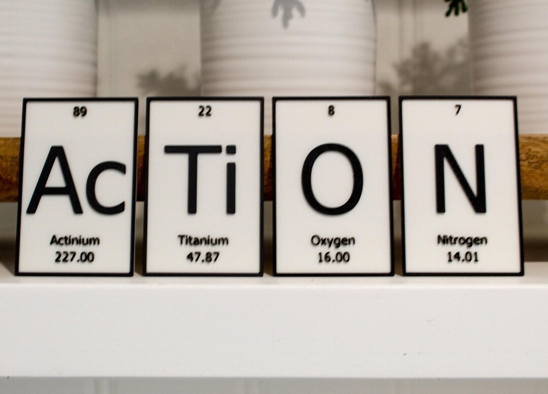 Action | Periodic Table of Elements Wall, Desk or Shelf Sign - Etsy