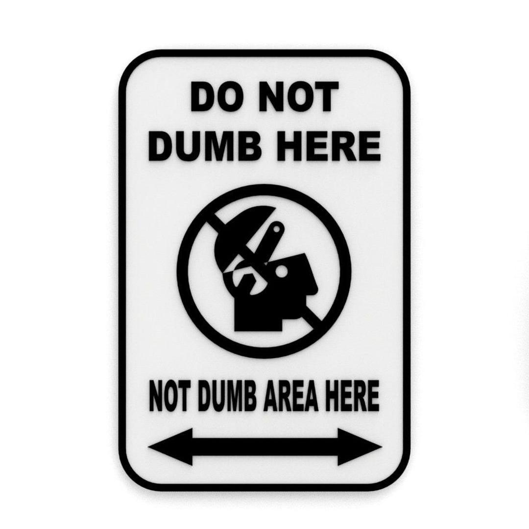 Funny 'do Not Dumb Here' Sign - 3D Printed PLA Office Decor - Etsy