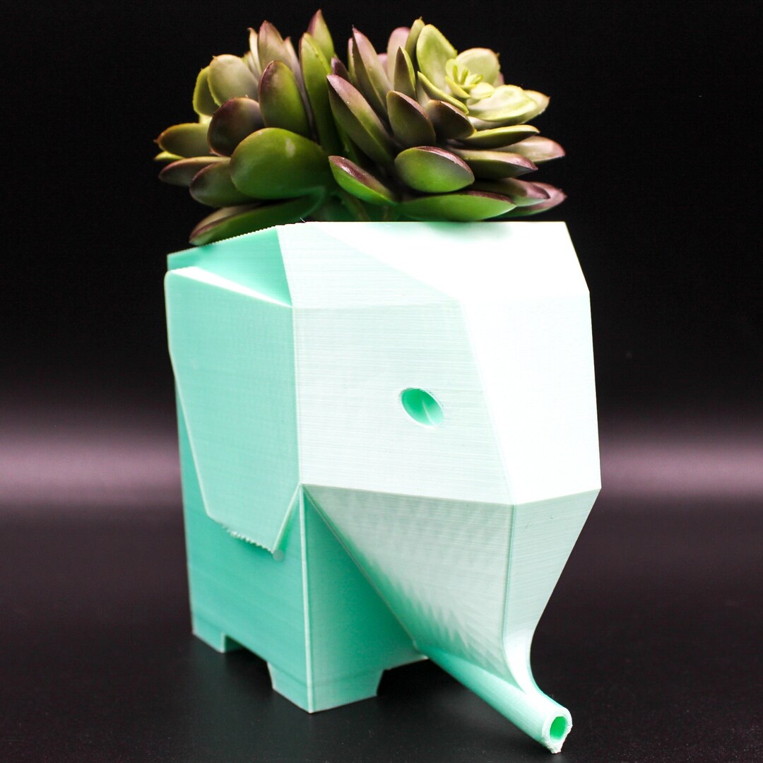 Elephant Planter, Pot, Vase for Succulents or Plants Excess Water Drain ...