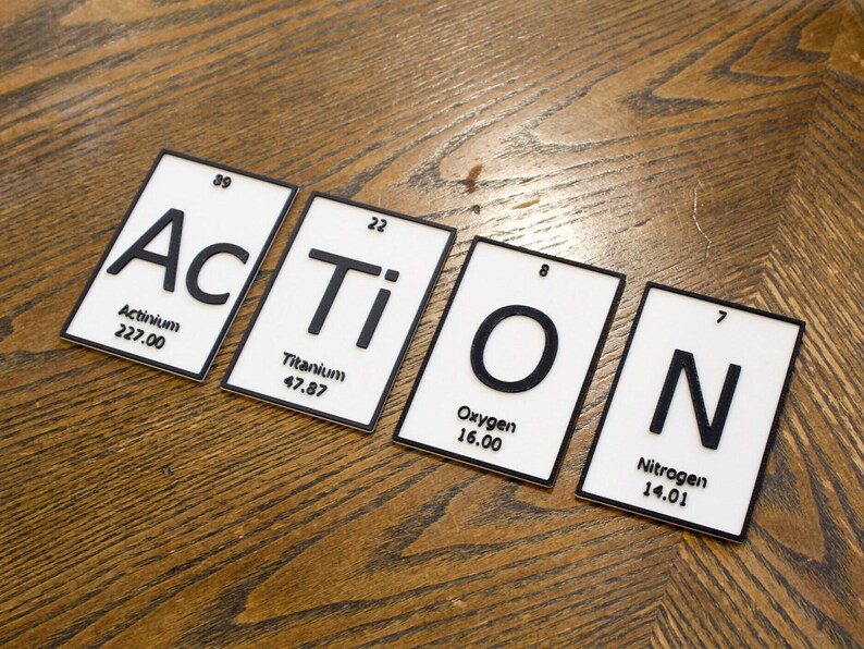 Action | Periodic Table of Elements Wall, Desk or Shelf Sign - Etsy
