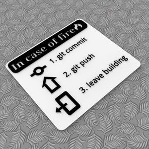 Funny Sign in Case of Fire Git Commit Git Push Leave - Etsy