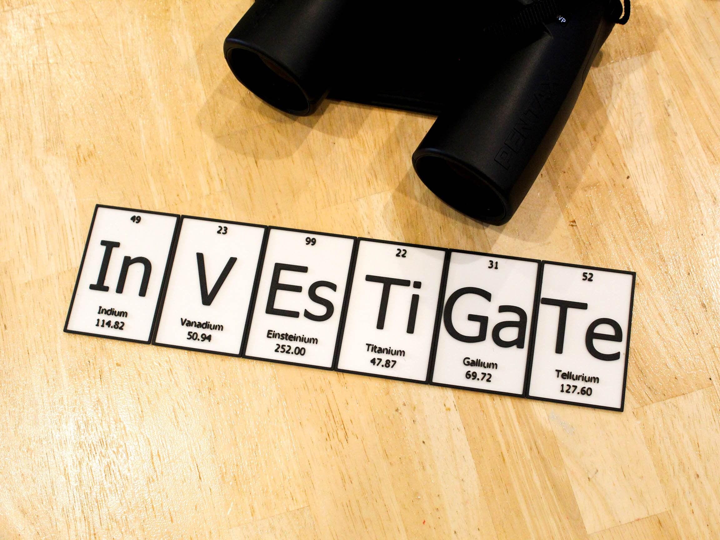 Investigate | Periodic Table of Elements Wall, Desk or Shelf Sign - Etsy