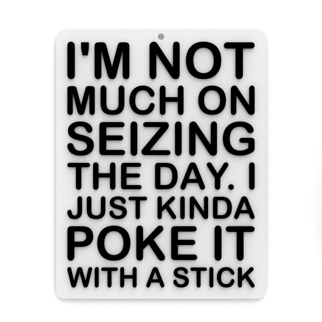 Funny Sign I'm Not Much on Seizing the Day I Just Kinda Poke It With A ...