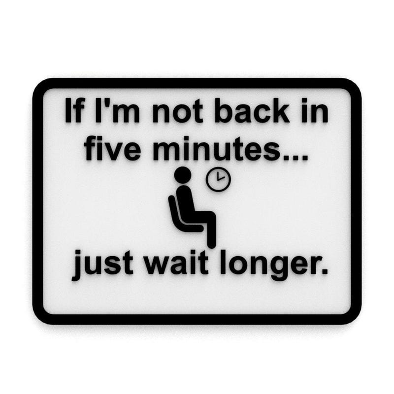 Back in Minutes Sign - Etsy
