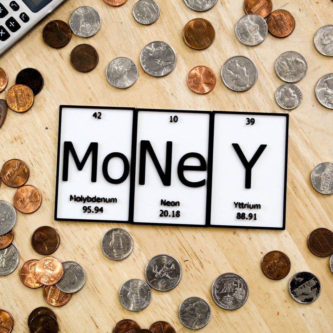 Money Periodic Table of Elements Wall, Desk or Shelf Sign Solid Plate ...