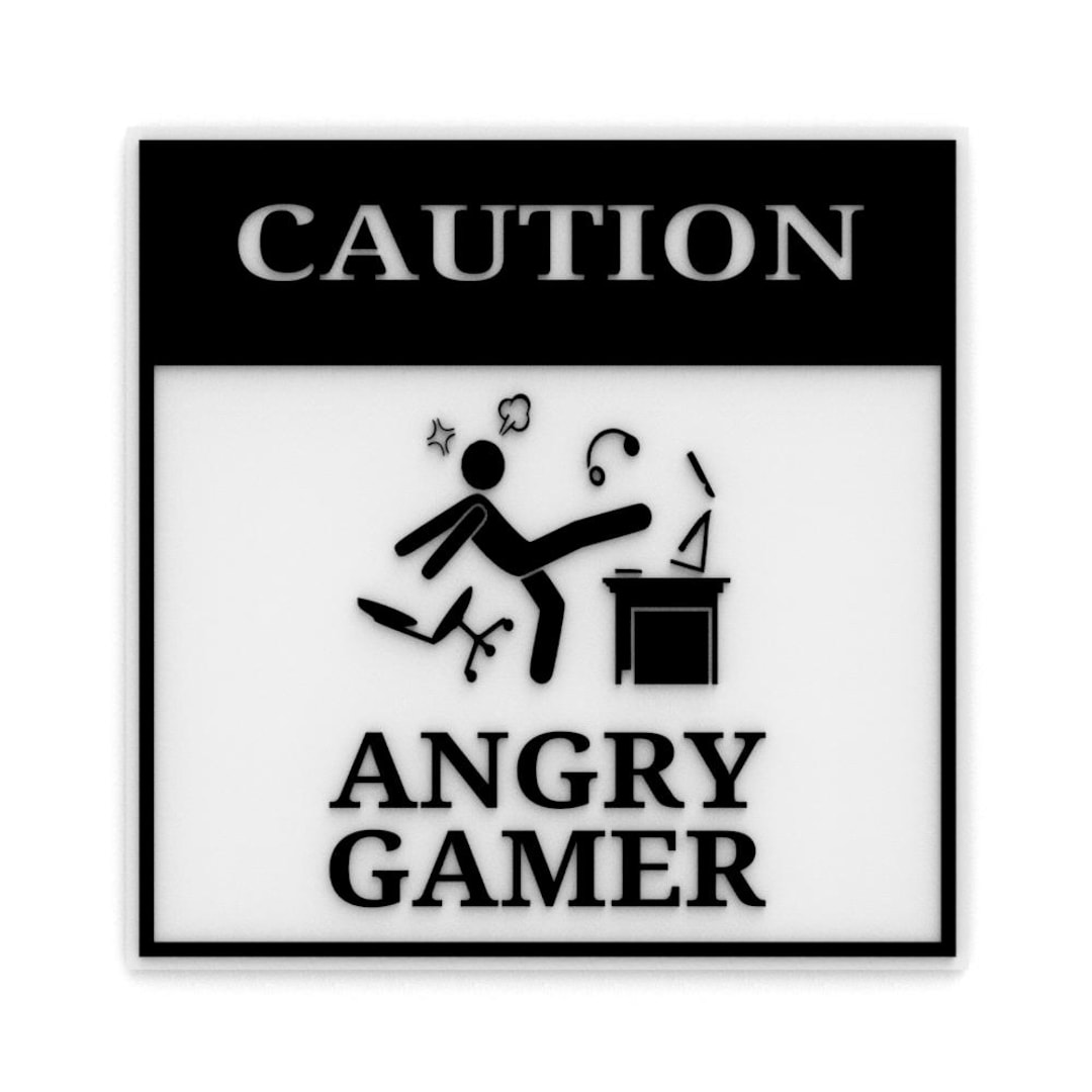 Caution Angry Gamer Sign – 3D Printed Gamer Warning Decor - Etsy