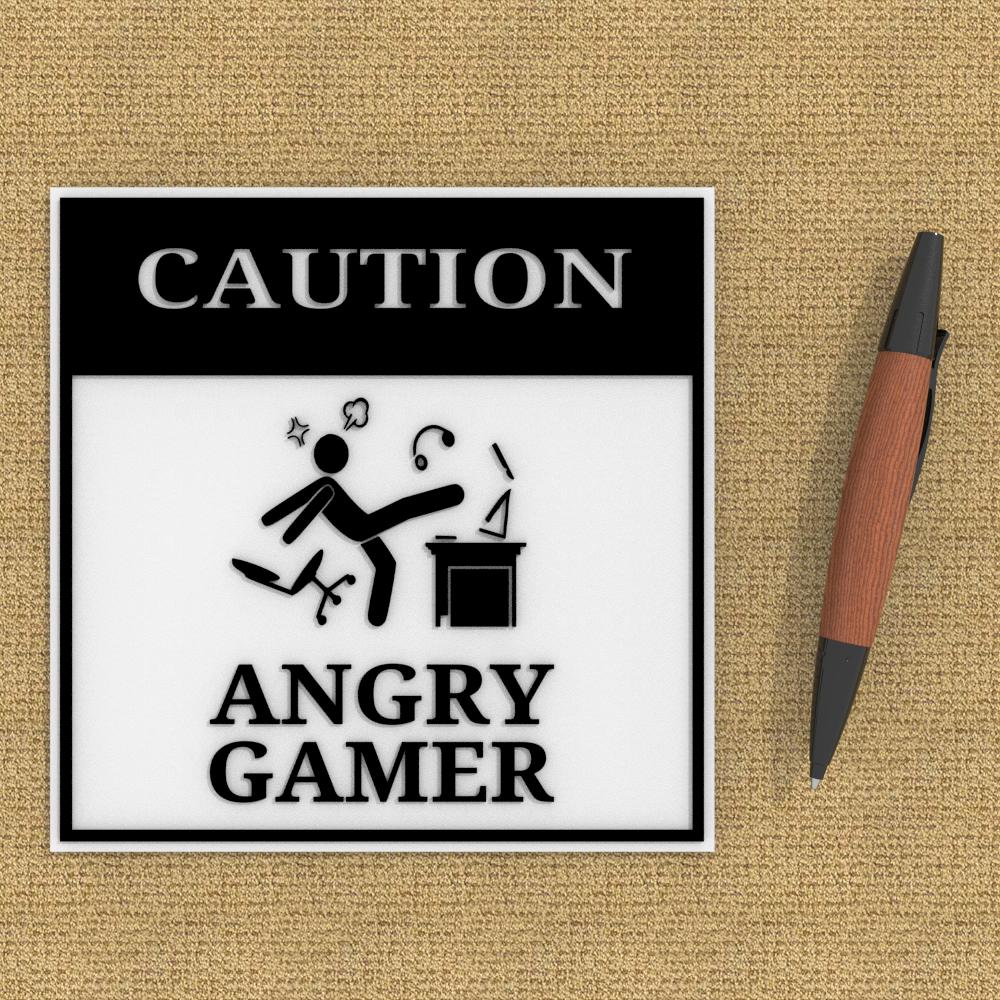 Caution Angry Gamer Sign – 3D Printed Gamer Warning Decor - Etsy