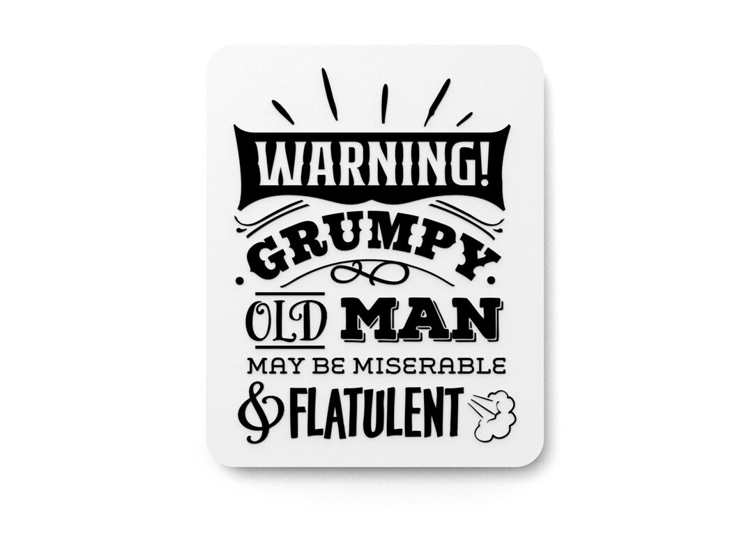 Bold 3D Printed Grumpy Old Man People Wall Art – Durable PLA Sign for ...