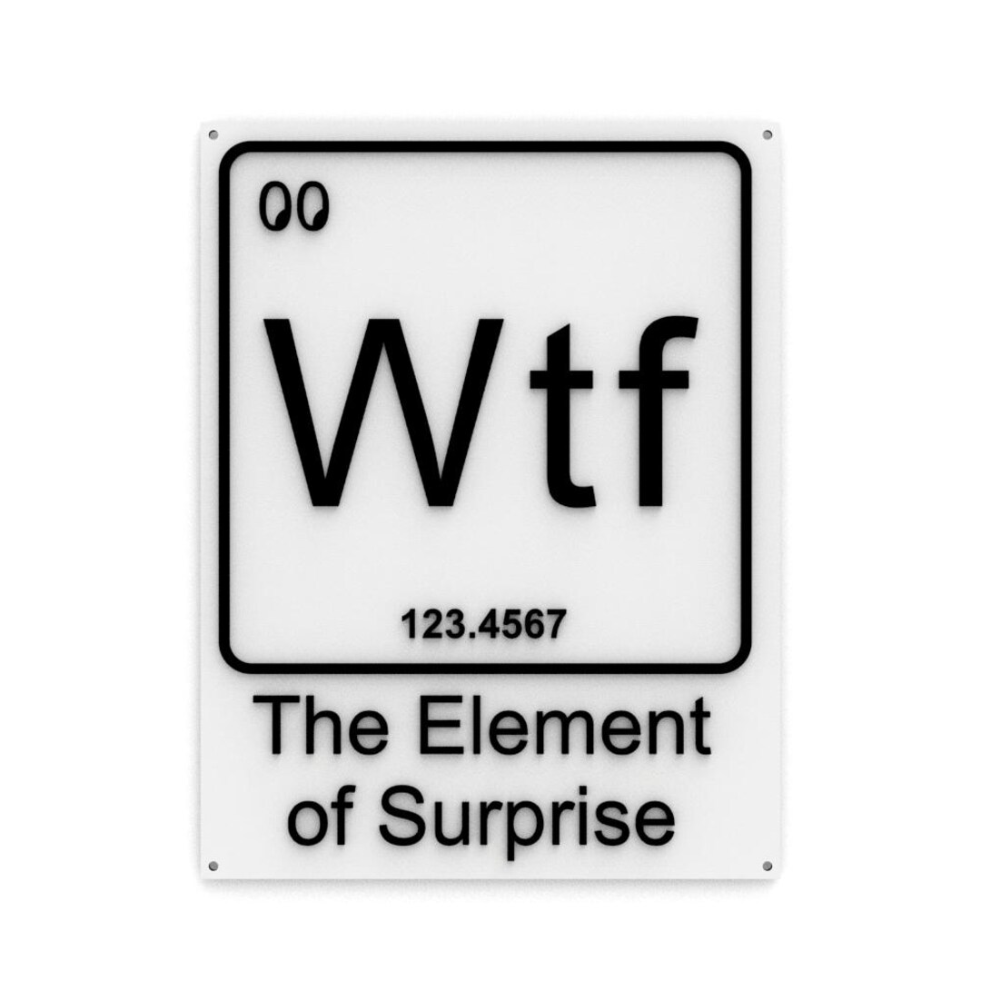 Wtf the Element of Surprise Sign – Funny Sarcastic Wall Decor - Etsy
