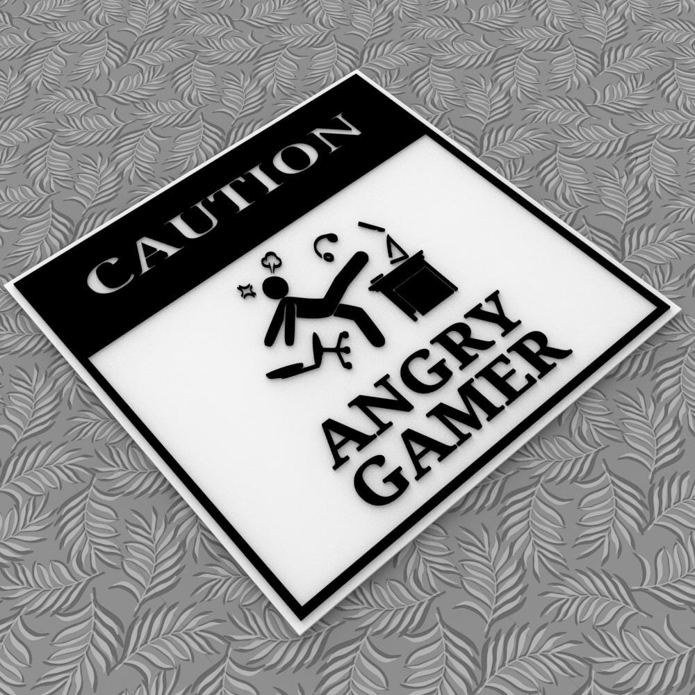 Caution Angry Gamer Sign – 3D Printed Gamer Warning Decor - Etsy