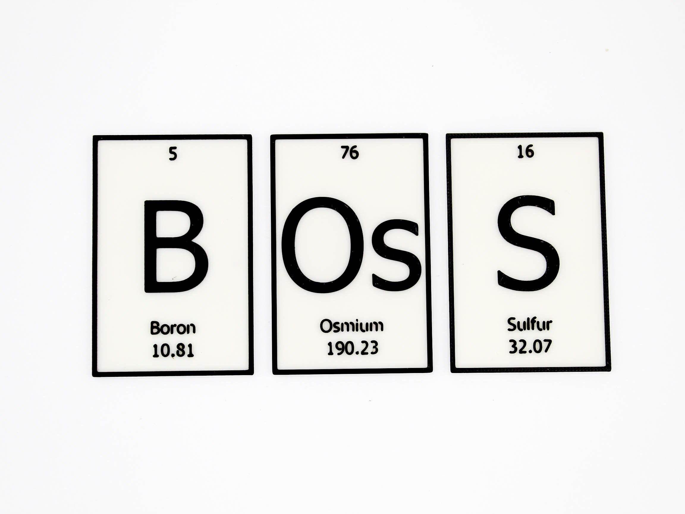 Boss | Periodic Table of Elements Wall, Desk or Shelf Sign - Etsy