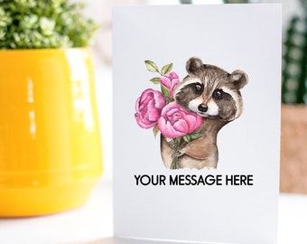 Racoon Thank You Card - Etsy