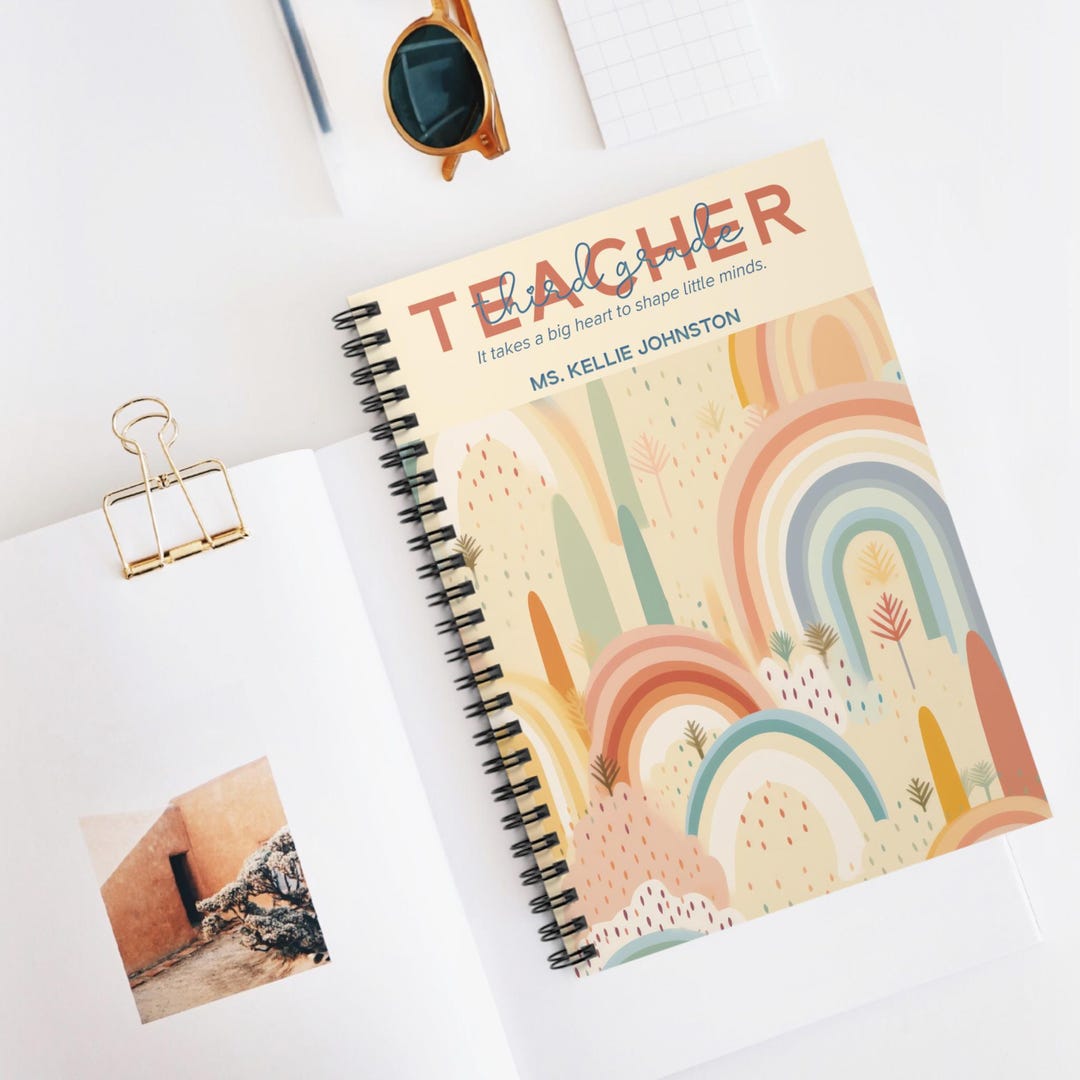 Personalized Third Grade Teacher Journal, Teacher Rainbow Notebook ...