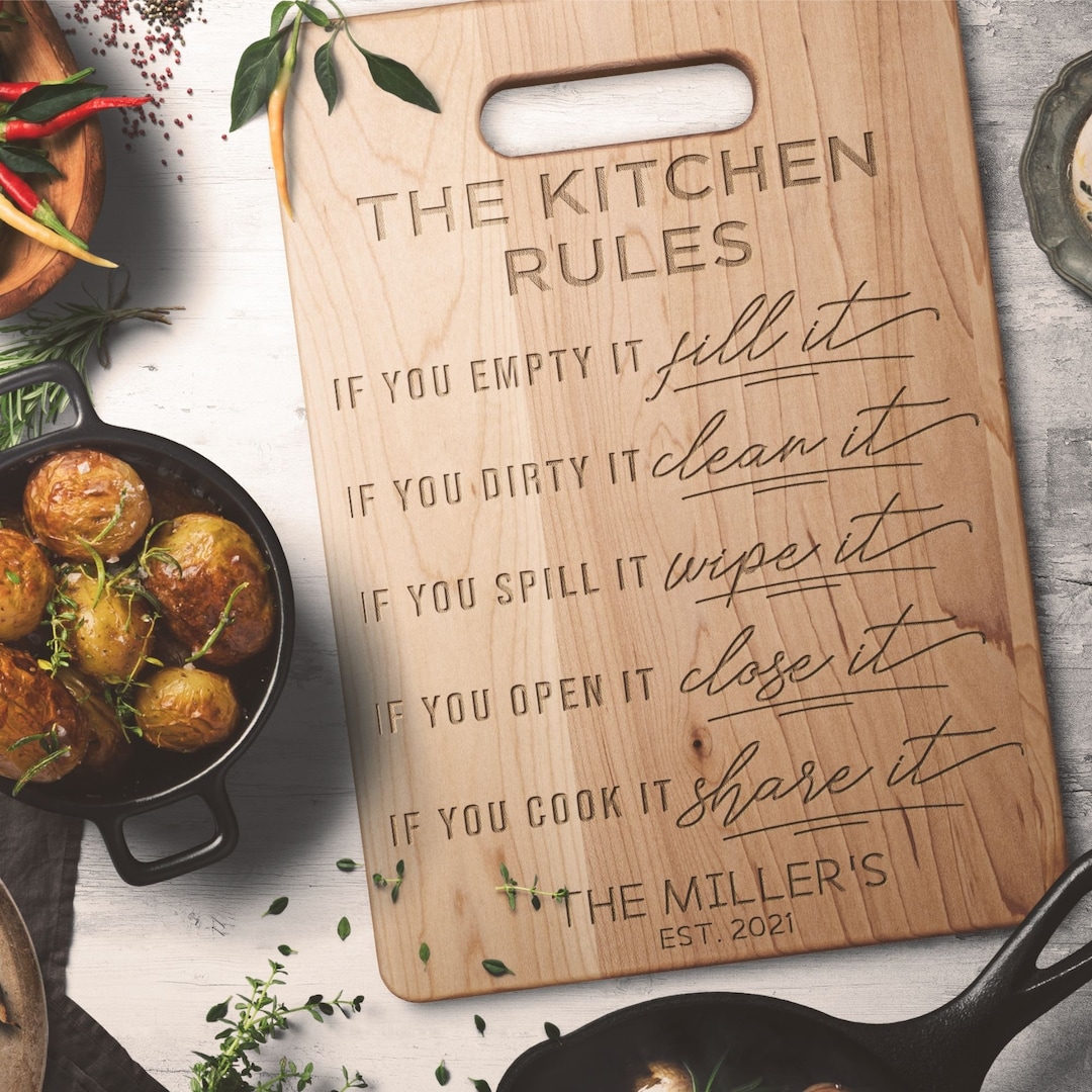 Kitchen Rules Wal Decor L Custom Cutting Board L Gift for Family ...