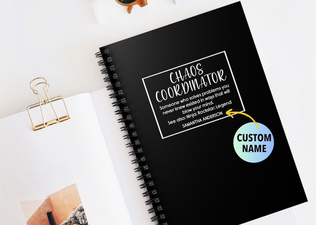 Personalized Chaos Coordinator Notebook Funny Definition Employee ...