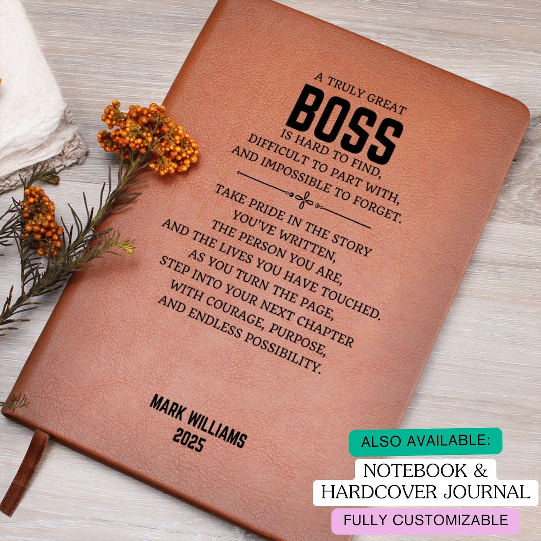 Boss Retirement Leather Journal, Mentor Hardcover Notebook, Colleague ...