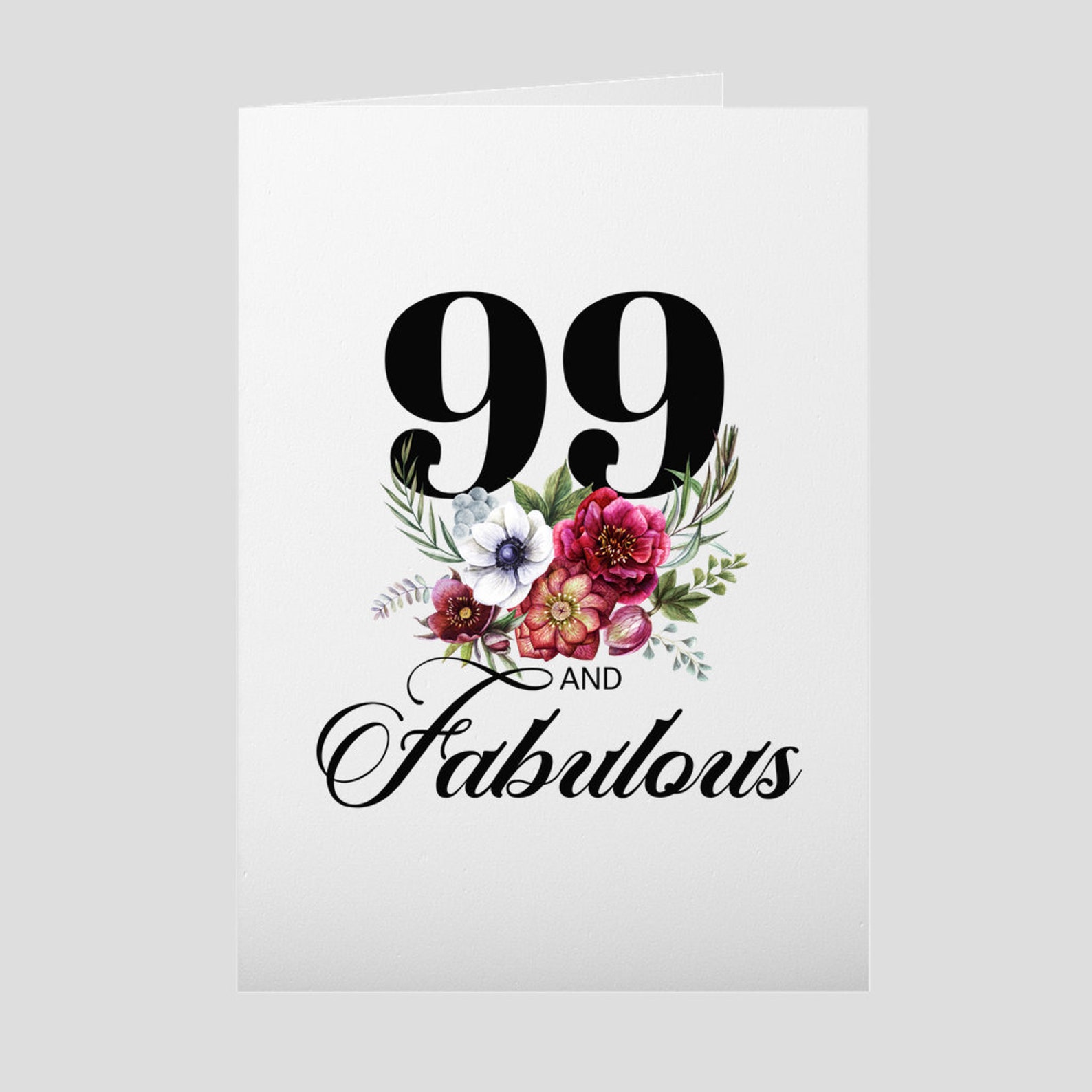 99th Birthday Gift Card L 99 and Fabulous L for Mom Grandma - Etsy