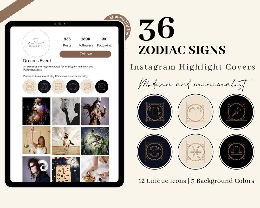 36 Zodiac Signs Instagram Highlight Covers Astrology Icons IG Highlight ...