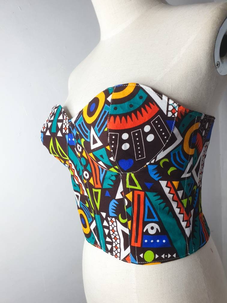 Corset Bustier Bustier ankara Crop Top Reversible Crop | Etsy