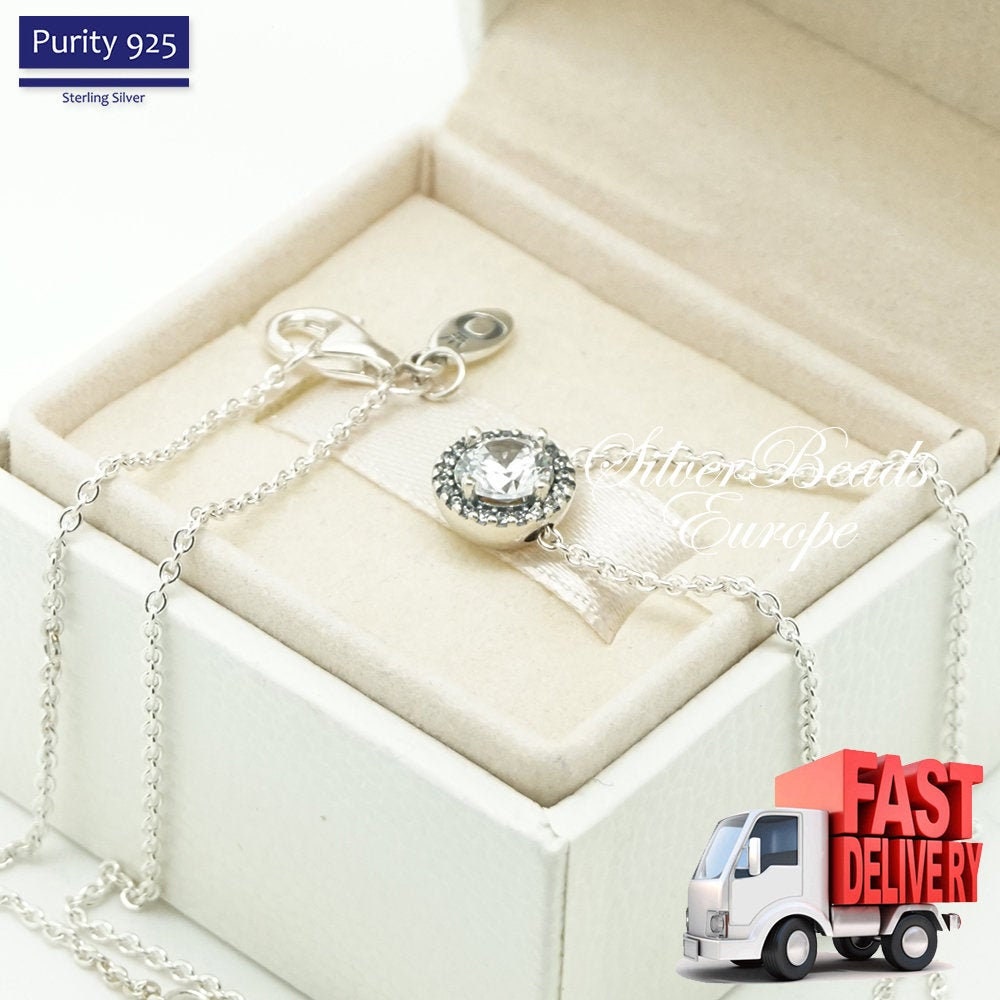 Pandora Classic Elegance Necklace, Clear CZ, 396240CZ, Adjustable 45 Cm ...