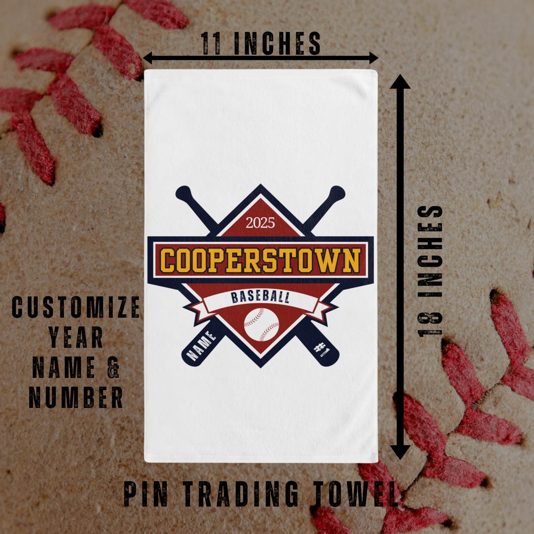Cooperstown Baseball Pin Trading Towel Rally Towel for Tournament 11X18 ...